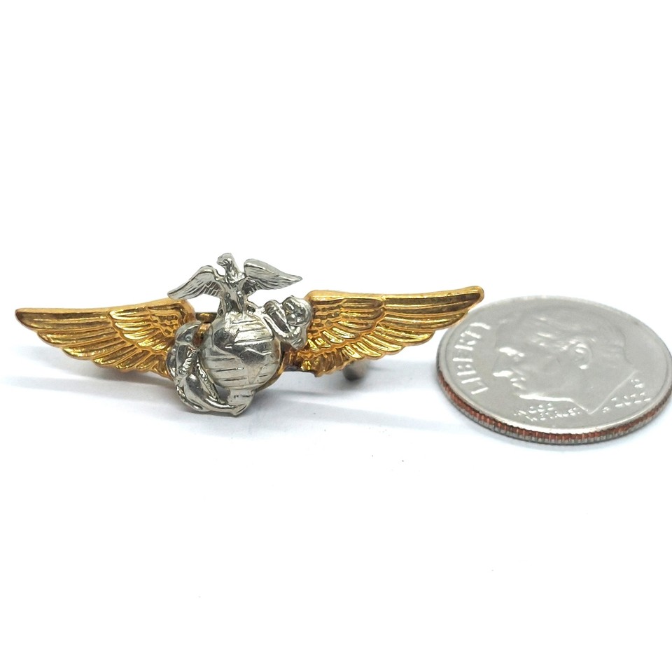 USMC Marine Corps Aviator Pin – Gold Wings with Silver Globe & Anchor ...