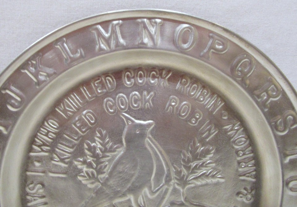 Vintage Country Pewter "Who Killed Cock Robin" ABC Plate Jay Stauffer ...