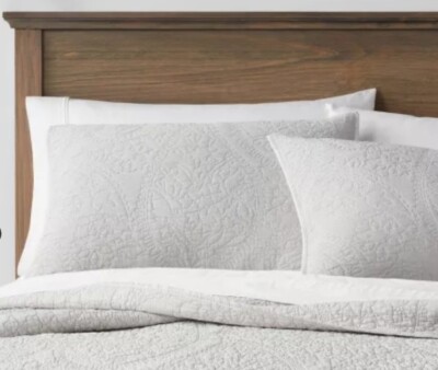 Threshold Garment Washed Paisley Stitch Quilted Sham ~ Standard ~ Gray ...