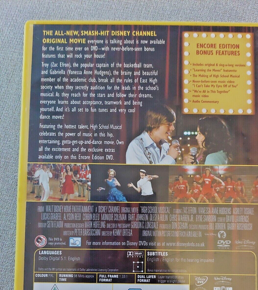 High School Musical Encore Edition DVD Sealed (Includes Singalong ...