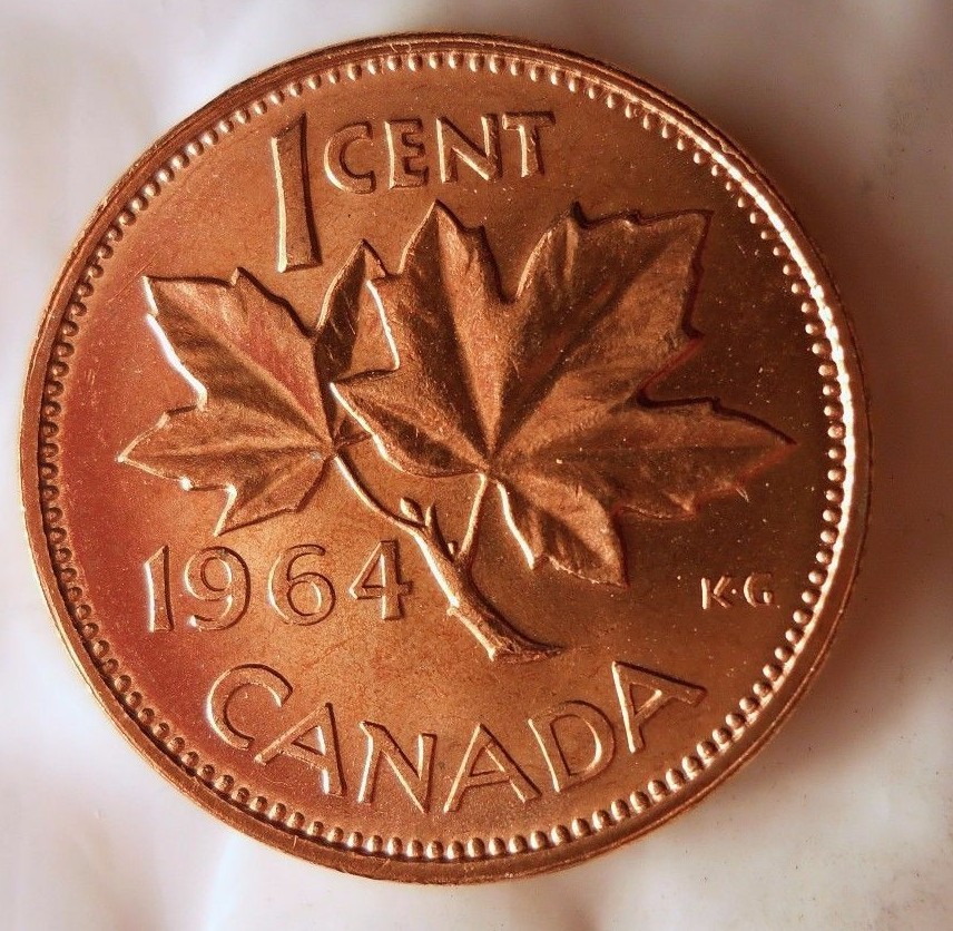 1964 CANADA CENT - AU/UNC RED - From Mint Roll - BARGAIN BIN #AAA | eBay