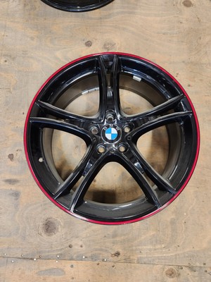 Single Genuine BMW Black w/ red stripe 20 inch wheel w/ center cap E90 ...