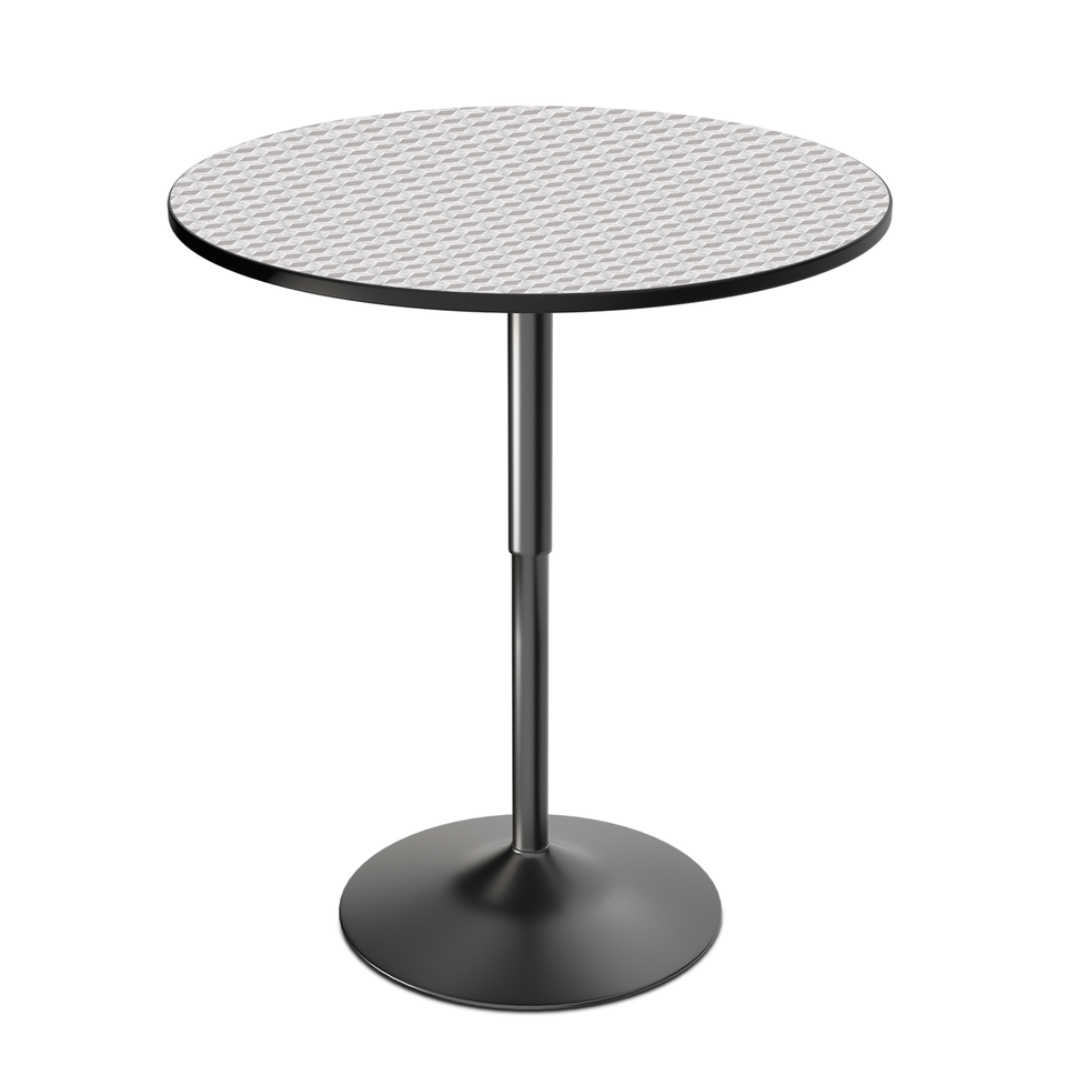 Adjustable Height Bar Table Sliver Wood Round Tabletop Chrome Base Pub ...
