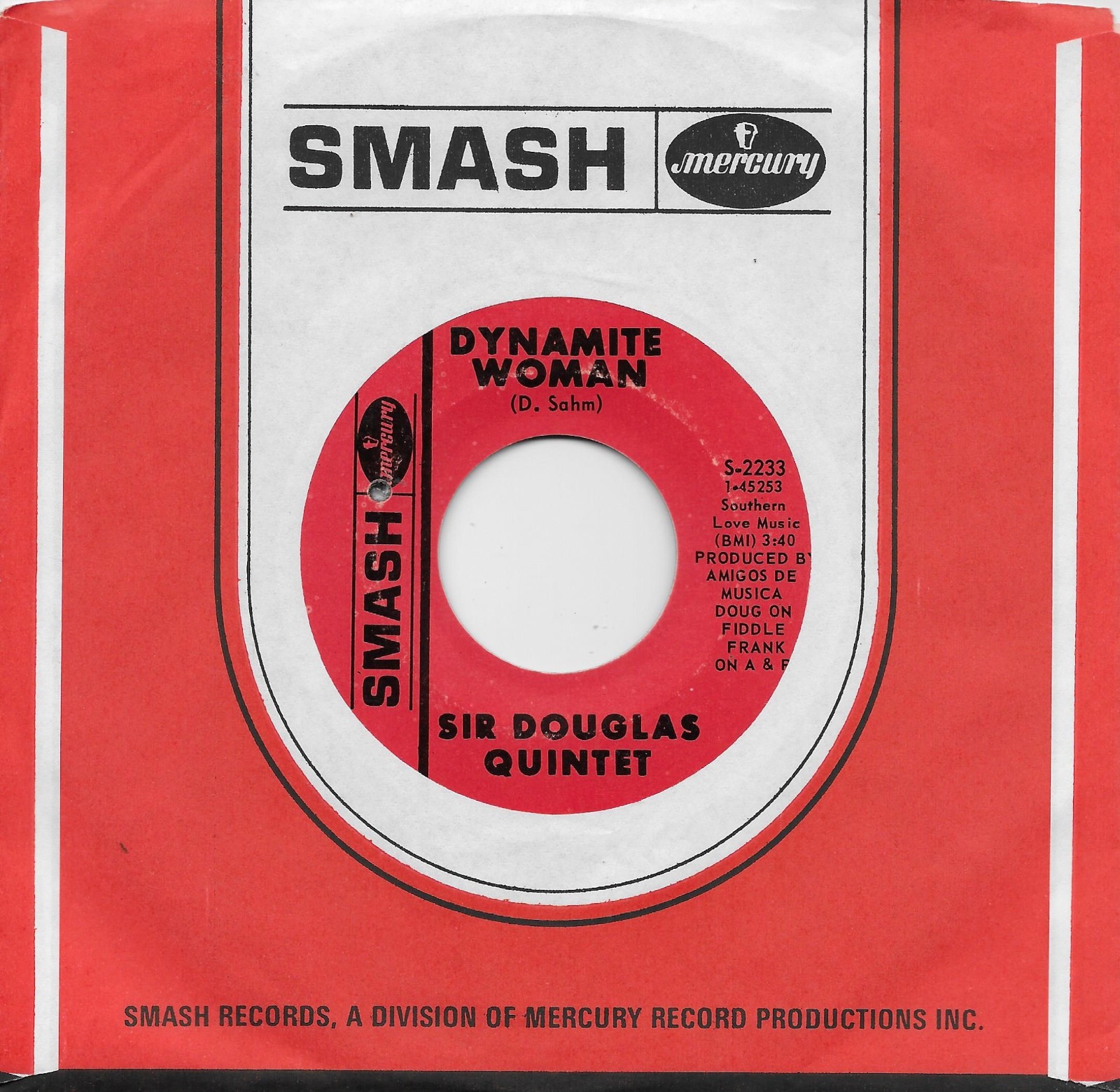 SIR DOUGLAS QUINTET Dynamite Woman / Dociled Minds 45 from 1969 DOUG ...