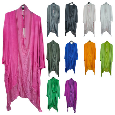 Women's Silk Top Cardigan Soft Crossover Tunic Ladies Casual Loose Long ...