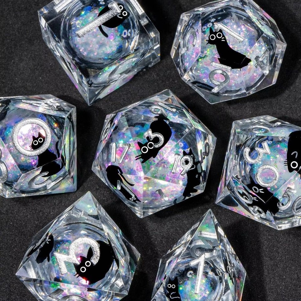 7-Piece Dice Set Purple Sand Resin Dice Set Handmade RPG Dice Set ...