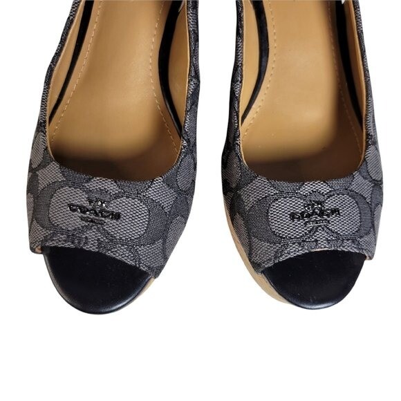 Coach gray and black Ferry monogram wedge platform sa… - Gem
