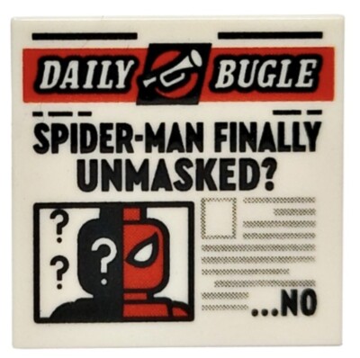 LEGO™ 2 x 2 Newspaper 'DAILY BUGLE' Tile SPIDER-MAN FINALLY UNMASKED ...