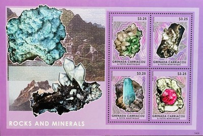 GRENADA GREN ROCKS AND MINERALS STAMPS 2014 MNH RUBY CRYSTAL GARNET ...