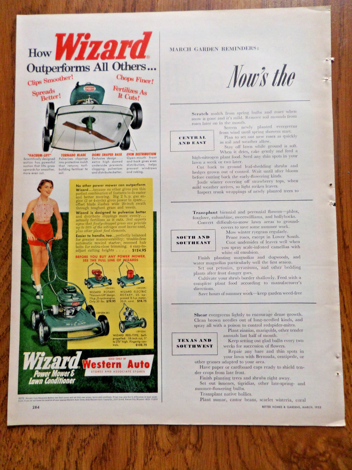 1962 Western Auto Lawn Mower Ad Wizard Mowers Rotary Electric Reel-type ...