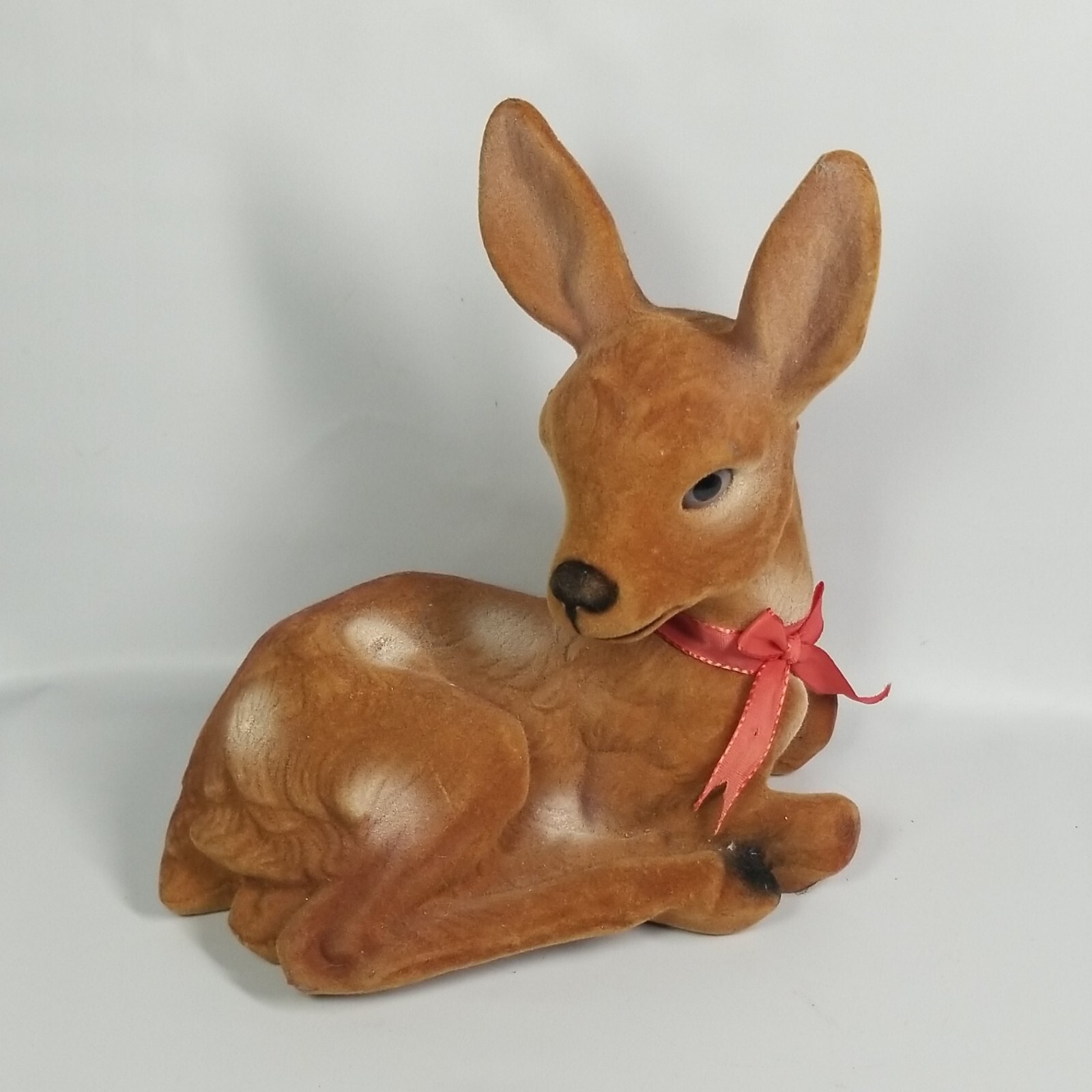 Vintage Flocked Laying Down Fawn Deer Bambi Christmas Woodland Kitch ...
