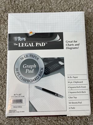 Tops The Legal Pad 16 LB. Paper Graph Pad 8.5” X 11” Pack Of 6 Pads ...