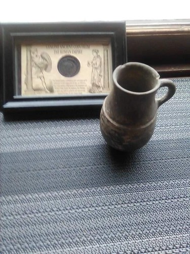 Authentic 1st Centurty AD Roman grey-ware drinking mug & Coin | eBay