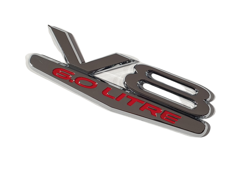 COMMODORE CHROME RED 6.0 LITRE V8 BADGE VT VX VY VZ SS V8 LS2 L76 L77 ...