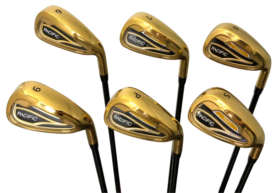 Pacific Golf Clubs Mens FLT-1 GOLD Premium Iron Set #6-SW Senior Flex ...
