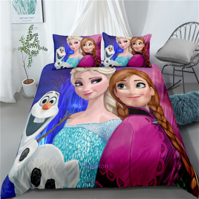 Linen Frozen Elsa Doona/Duvet/Quilt Cover Set Single/Double/Queen/King ...