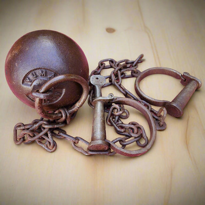 Yuma Prison Cast Iron Working Ball & Chain Leg Irons Antique Finish (28 ...