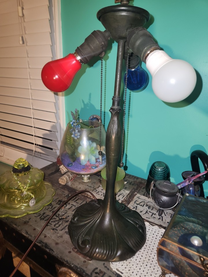 AMAZING 3 Acorn Pull Chain Lamp Base Unique Art Glass Tiffany Studios ...