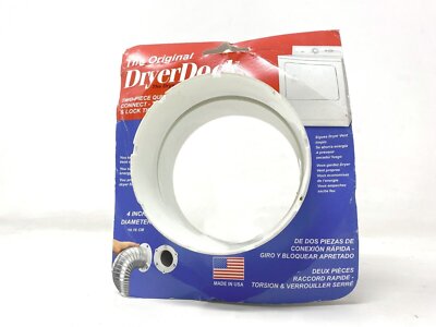DRYER DOCK White Dryer Vent Quick Connect Fits 4" Tubes 6" Overall 5000 ...