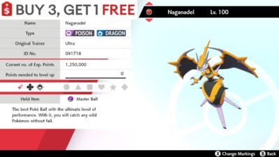 Shiny Naganadel Legendary Pokemon Sword and Shield Perfect IV Pokémon ...
