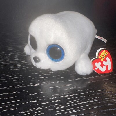 NEW TY beanie Baby Babies Boos Boo ICY THE SEAL 6" big blue eyes white ...