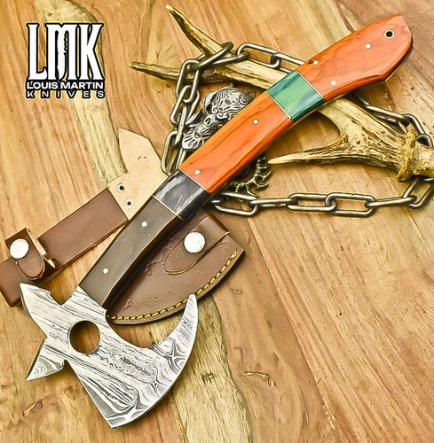 LMK Custom Twist Damascus Felling Axe Knife Hard Wood | eBay
