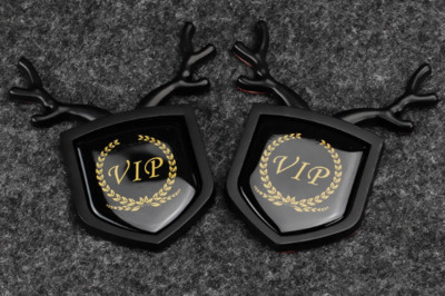 2pcs Black 3D VIP Luxury Car Trunk Fender Emblem Badge Decals Sticker ...