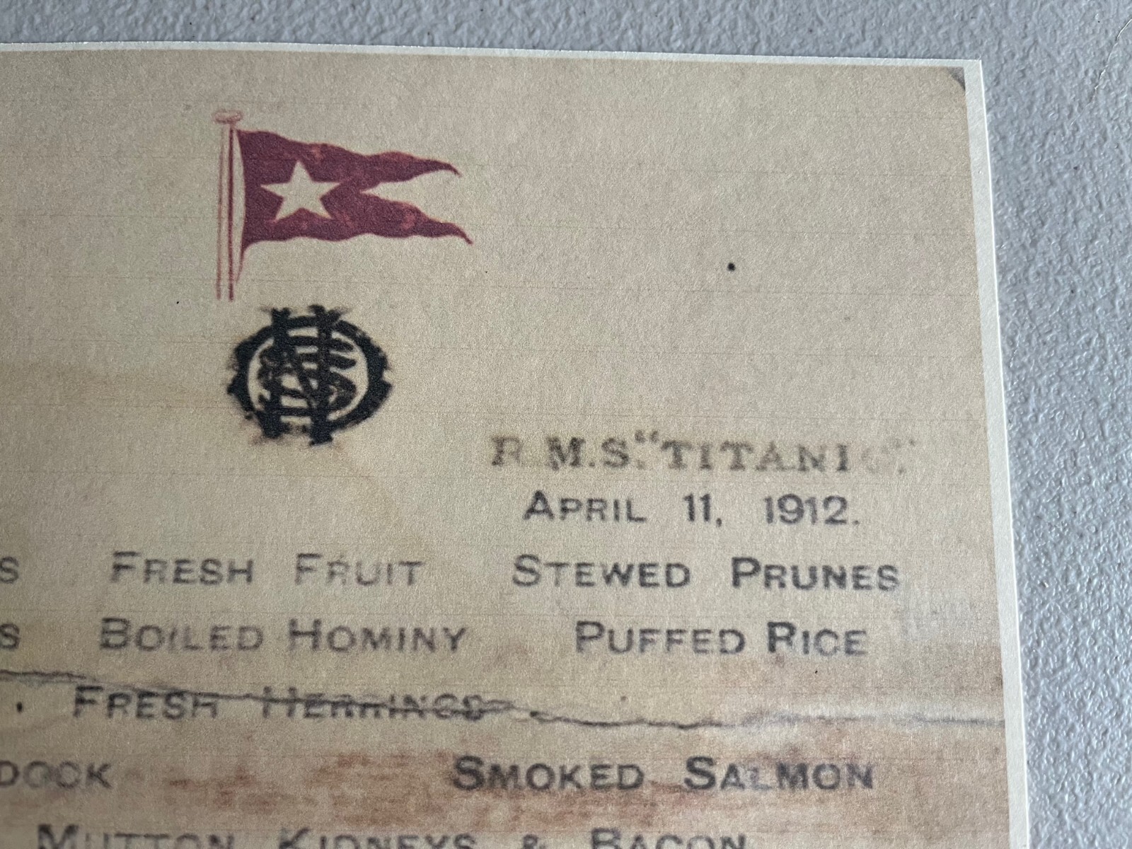 RMS TITANIC FIRST CLASS BREAKFAST MENU APRIL 11 1912, STUNNING REPLICA ...