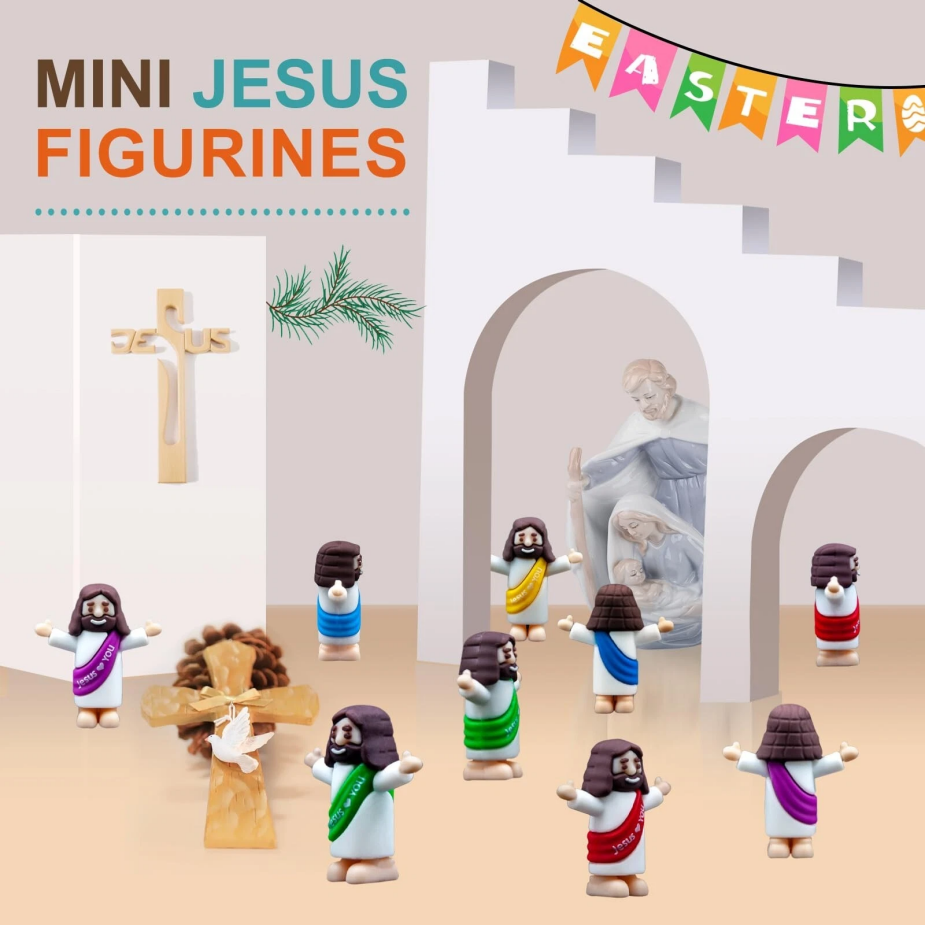 25 Pcs Little Jesus Figures Original Design Jesus Love You Mini Rubber ...