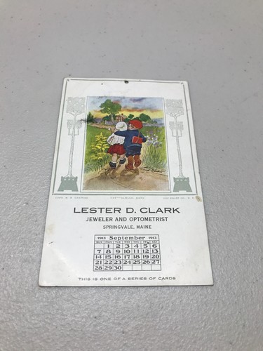Springvale Maine, 1913 Advertising postcard, Lester D. Clark Jeweler ...