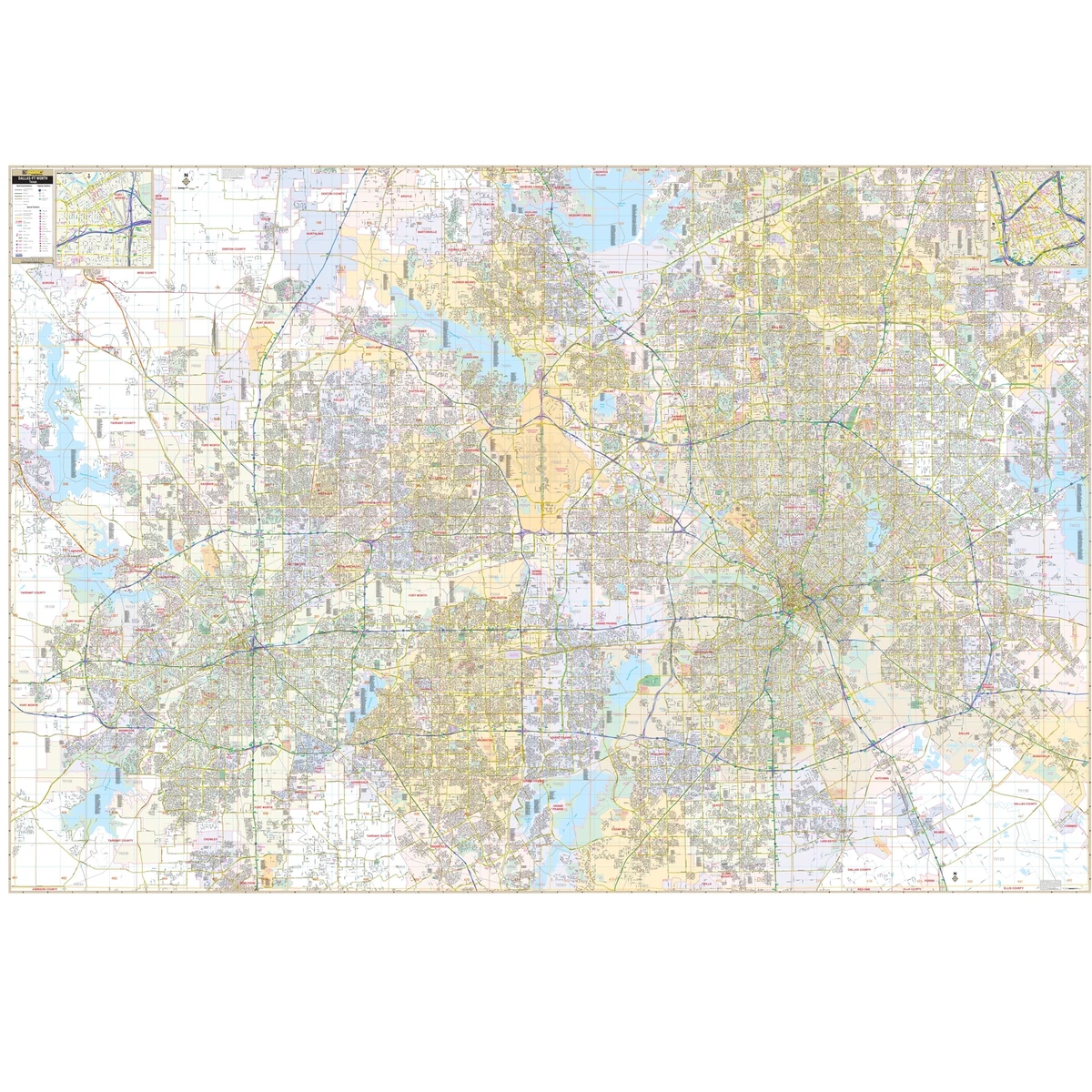 Fort Worth, TX Wall Map By Mapsco MapSales, 52% OFF
