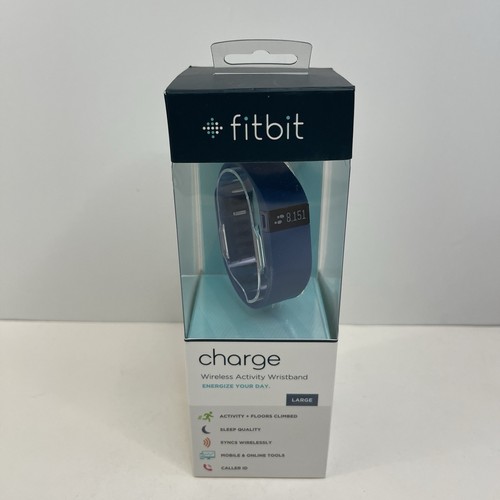 Fitbit Charge Wireless Activity Wristband Tracker Blue Band Large 2014 ...
