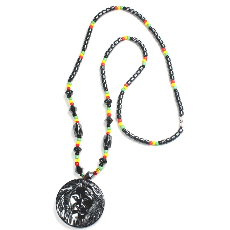 Hematite Necklace Pendent Rastafari Jah Love Rasta Jamaica Reggae Bob ...