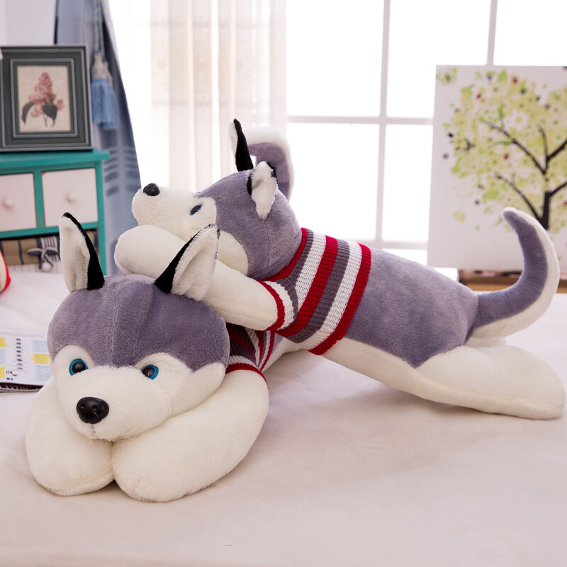 Cuddly Soft Plush Stuffed Animal Husky Dog Doll Toy Cushion Throw ...