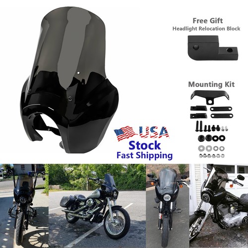 Front Headlight Fairing Cover w/ 15'' Windshield For Harley Dyna FXDXT ...