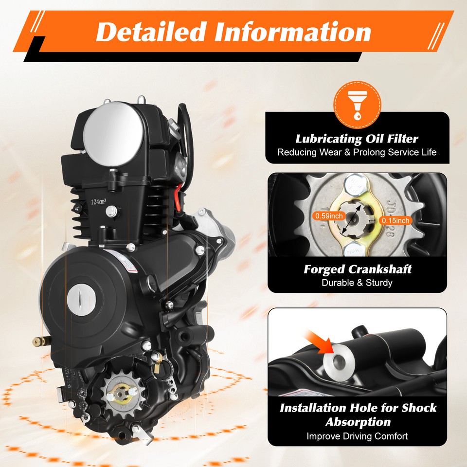 110CC 4stroke ATV Engine Motor Semi-Auto w/Reverse Electric Start For ...