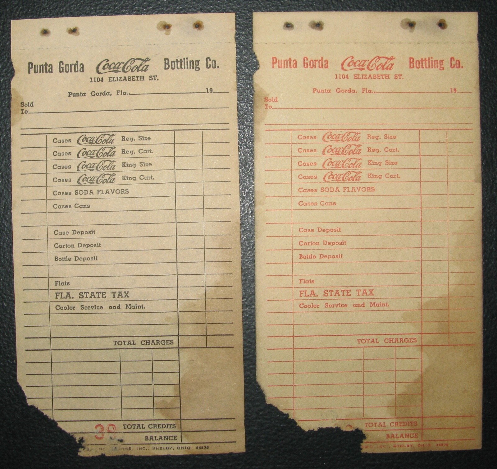 Punta Gorda Coca Cola Bottling Company invoice letterhead route ...