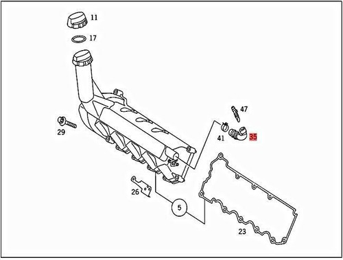 Genuine MERCEDES From cylinder head cover to intake manifold Hose ...