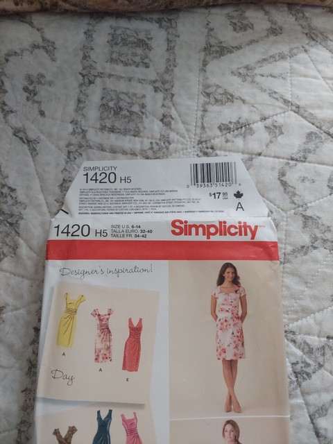 Simplicity Sewing Pattern 1420 H5 Misses Dress in Two Lengths Sizes 6 ...