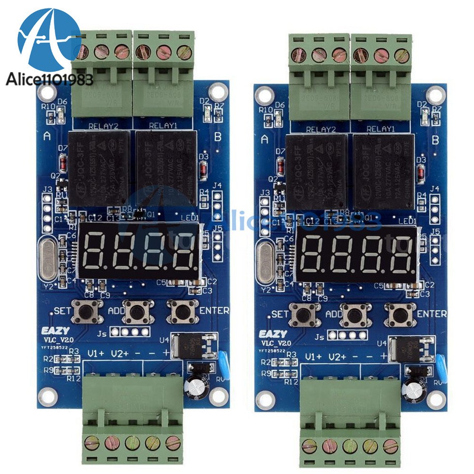 2PCS 12V Dual Programmable Relay Control Board Cycle Delay Timer Switch ...