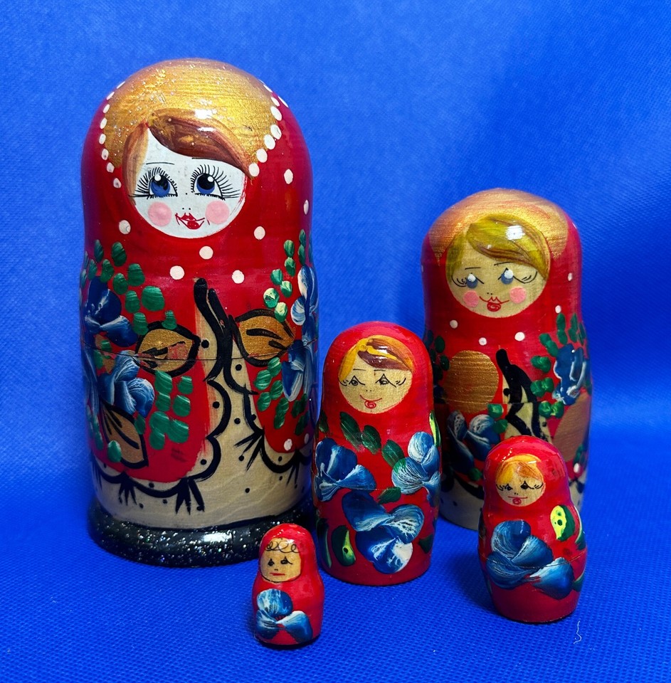 🙌Ukrainian🔥Matryoshka (nesting) dolls USSR Soviet, art hand-painted 5 ...