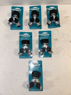 6) Gilmour 2 Outlet Garden Hose Shut-Off Valve Splitters 800154-1001 *6 ...