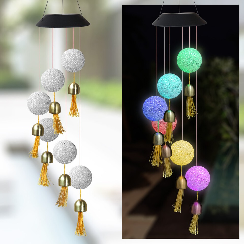 Large LED Solar Outdoor Lights Colorful Wind Chimes Gift Yard Garden ...