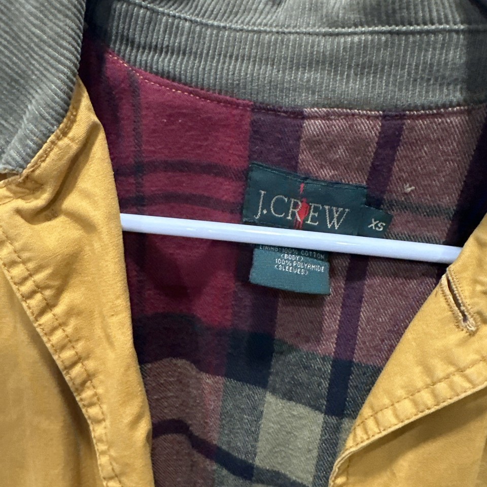 Vintage 90s J.Crew Mustard Barn Coat Chore Jacket Corduroy Collar Plaid ...