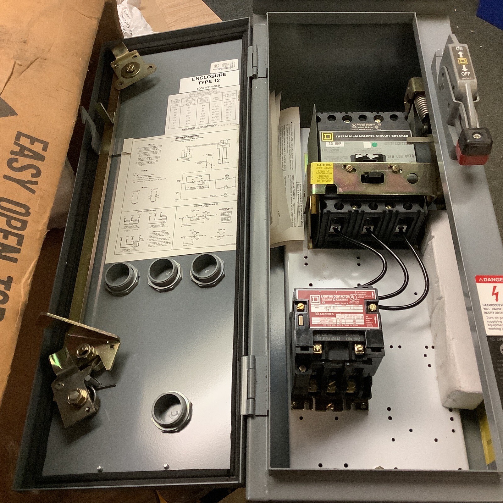Square D 30A Disconnect Switch Type 12 Enclosure 8903-SMA82 W/30A ...