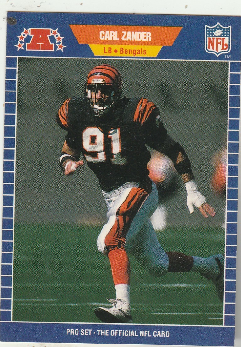 FREE SHIPPING-MINT-1989 Pro Set #71 Carl Zander i Bengals PLUS BONUS ...