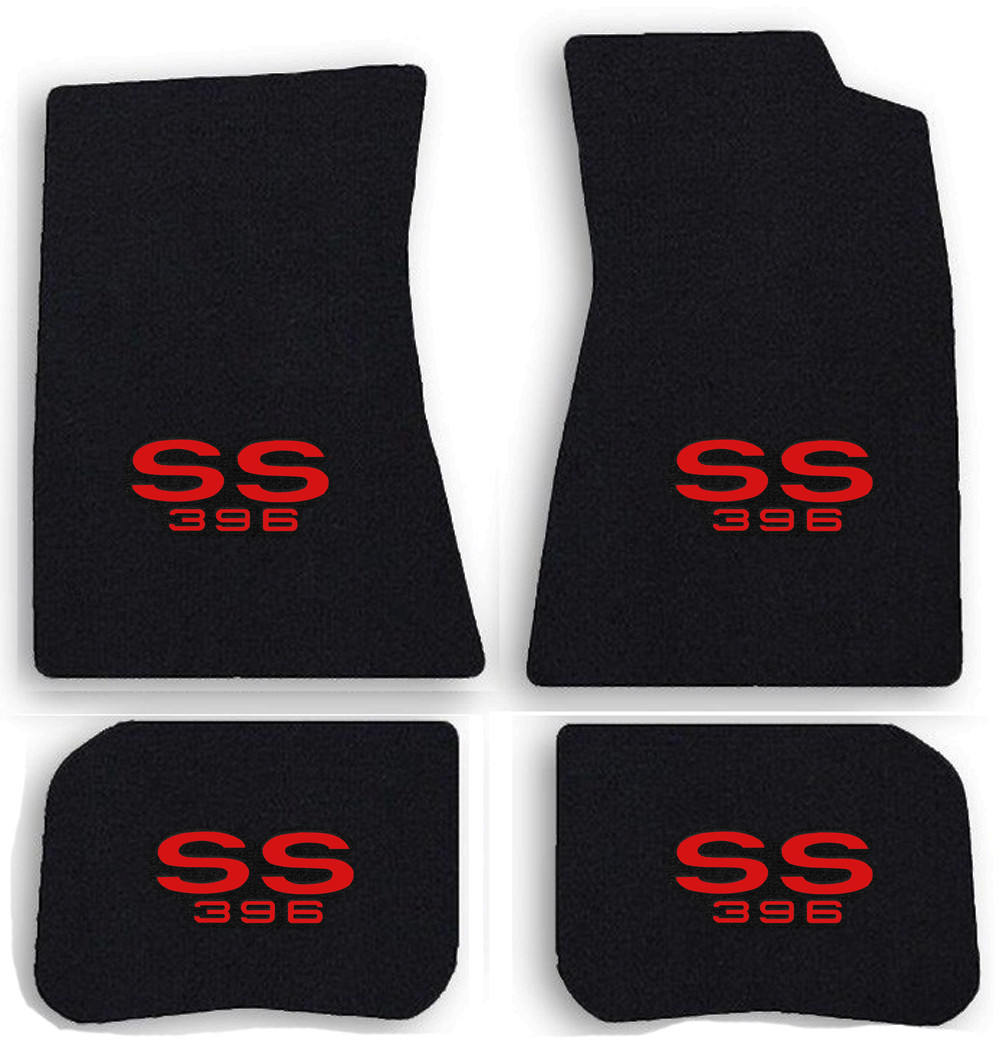 New! 1968 - 1972 Chevelle Black Floor Mats Set of 4 w/ Embroidered SS ...