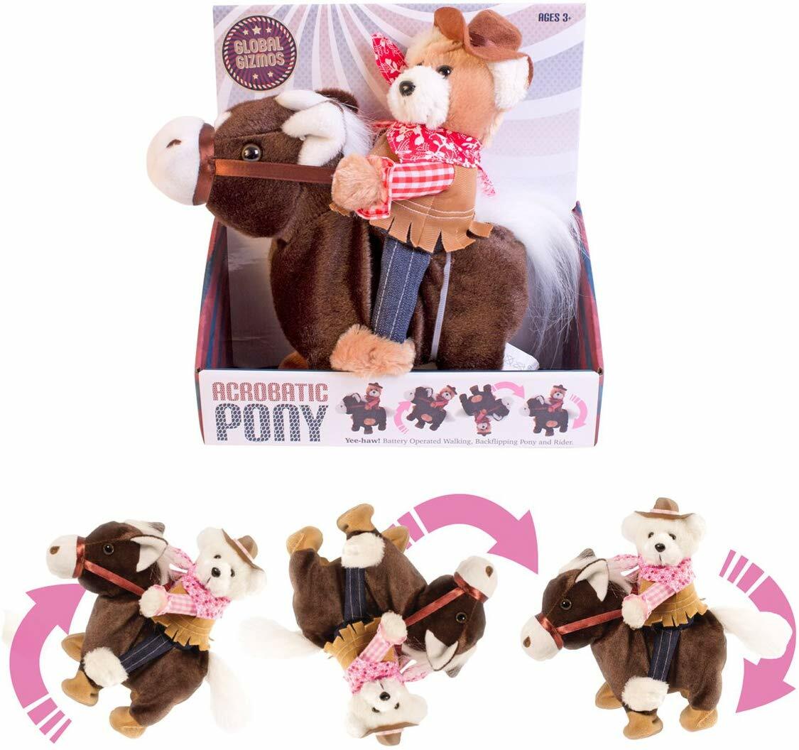 Flipping Bucking Bronco Plush toy Horse with Bear Rider battery ...