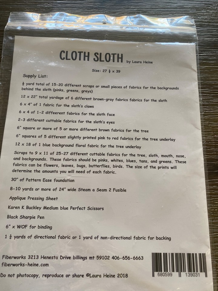 Cloth Sloth Fiberworks Laura Heine Fused Art Quilt Pattern 680599139031 ...