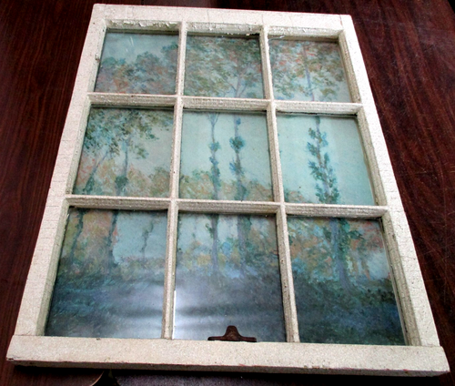 Antique 9 Pane Window with Attached Painting 29"x22" | eBay